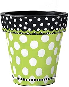 Amazon.com: Studio M Frolic Green with Dots 15" Art Pot : Patio, Lawn ...