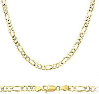 Amazon.com: Solid 14k Two Tone Gold Figaro Pave Chain Necklace 2.5mm 16 ...