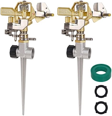 Biswing 2 Pack Brass Impact Sprinklers with Stand (Spike), Heavy Duty ...