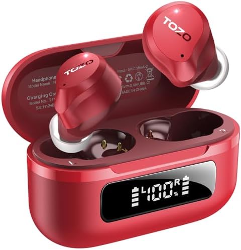 TOZO New Hybrid Active Noise Cancelling Wireless Earbuds, 6 Mics ENC ...