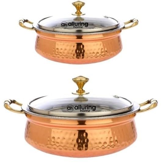 Buy Alluring Homz Copper Stainless Steel Hammered Finish Handi/Lagan ...