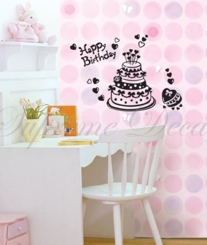 Amazon.com: Custom PopDecals - Happy Birthday Cake - Beautiful Tree ...