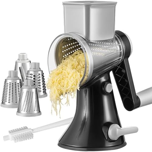Amazon.com: Brieftons 4-Blade Rotary Cheese Grater, Kitchen Food Grater ...