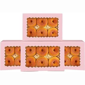 Amazon.com: qiqee 50Pcs Pink Cookie Box with Window 9x6x2.5 inch Pastry ...