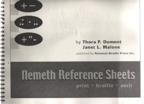 Nemeth Reference Sheets (Braille Book): Thora F. Dumont, Janet L ...