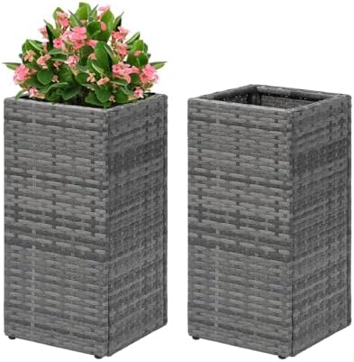 Amazon.com : LEWIS&WAYNE Set of 2 Tall Planters for Outdoor Plants ...