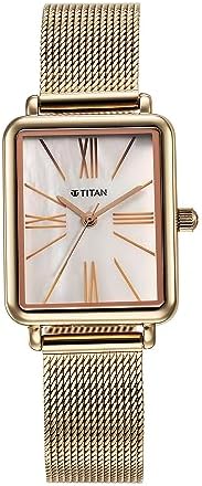 Titan Slimline Quartz Analog Mother of Pearl Dial Rose Gold Stainless ...