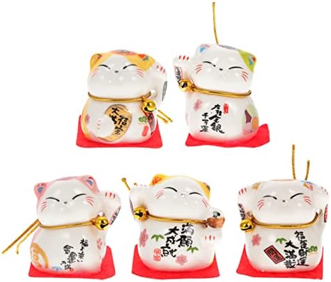Amazon.com: Mini Maneki Neko Lucky Cat Figurines Set of 5 Kawaii ...