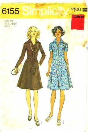 Amazon.com: Simplicity 6155 Sewing Pattern Misses Shirtwaist Flared ...