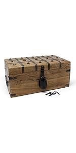 Amazon.com: Nautical Cove Pirate Treasure Chest with Iron Lock and ...