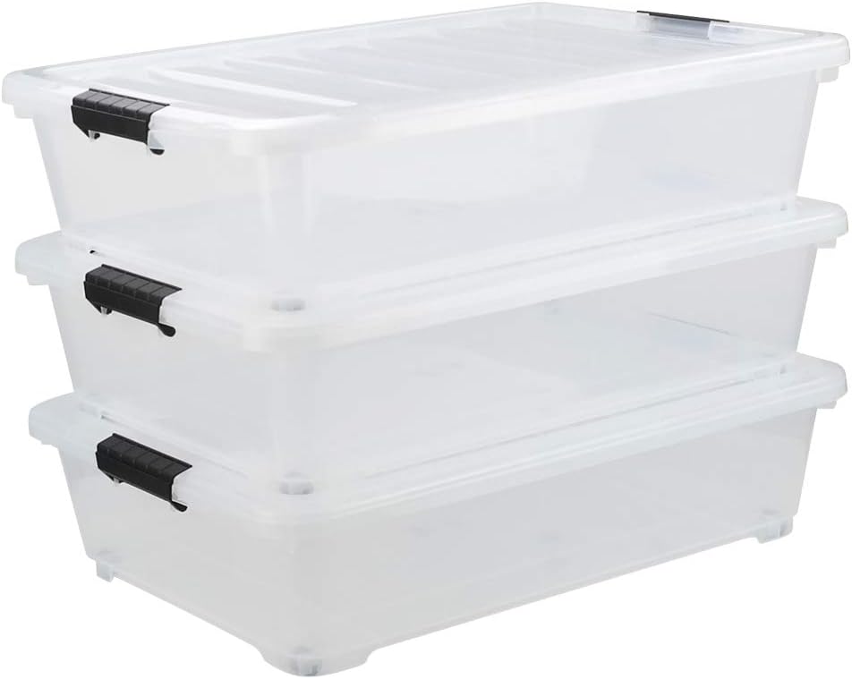 Amazon.com: Morcte 40 Quart Plastic Underbed Storage Boxes, Clear Under ...