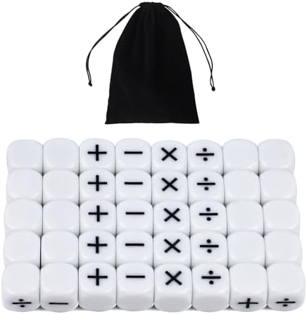 Pack of 40 Teaching Cubes, 16 mm Mathematical Operation, Cube Learning ...