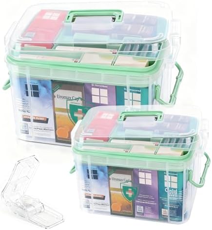 Amazon.com: XONYOOM 2 Pack Clear Medicine Organizer Storage Box Plastic ...