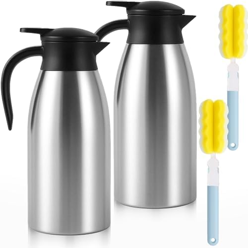 Amazon.com: 2 Pcs 68 OZ Insulated Coffee Carafe – Thermal Stainless Steel Carafe for Hot Liquids ...