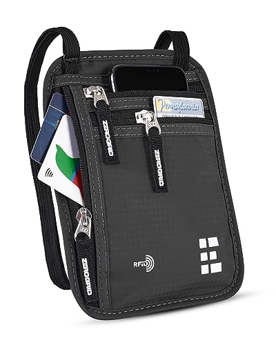 Travel Neck Wallet with RFID Blocking - Slim Sleak Design Easy to ...
