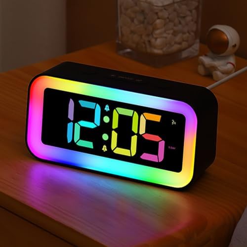 Digital alarm clock with Night Light for Bedrooms, Super Loud Alarm ...