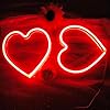 2Pcs Red Led Heart Sign,Battery Powered Neon Heart Valentine's Red Love ...
