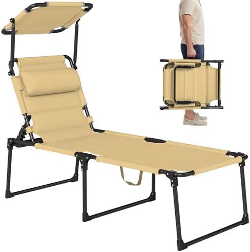 Amazon.com : Outsunny Outdoor Lounge Chair, Adjustable Backrest Folding ...