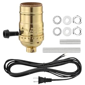 Lamp Socket Replacement Kit,E26 Threaded Base,10 Foot Matching Cord ...