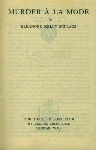 Murder A La Mode: Eleanore Kelly Sellars: Amazon.com: Books