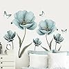 Amazon.com: Blue Flower Wall Decals Peel and Stick Floral Plants Wall ...