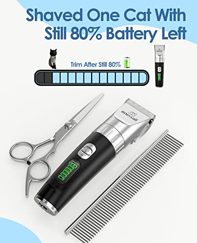 oneisall Cat Hair Trimmer,Quiet Cat Clippers for Matted Hair,Cordless ...