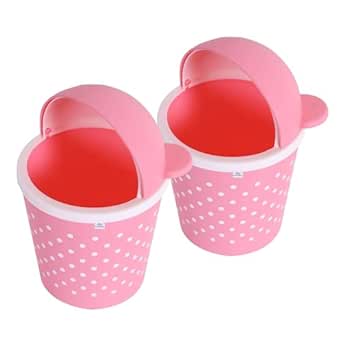 Heart Home Pack of 2 Portable Small Table Top Dustbin For Study Table ...