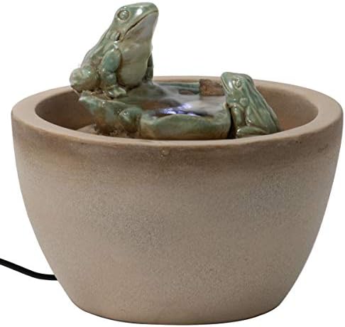 Amazon.com: Sunnydaze Ceramic Frog 7-Inch Outdoor Solar Fountain ...