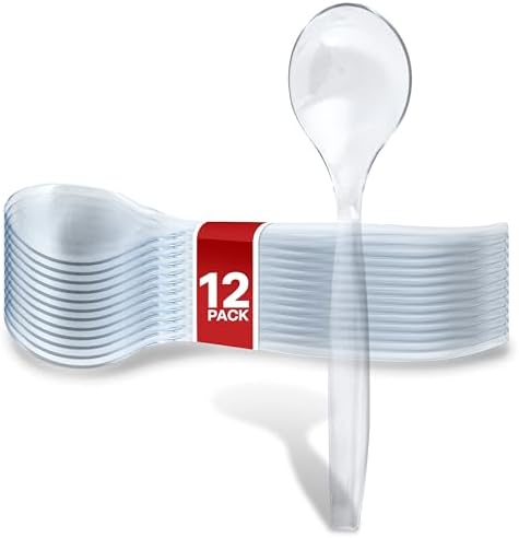 Amazon.com: 12 Count 10-Inch Disposable Clear Plastic Serving Spoons ...