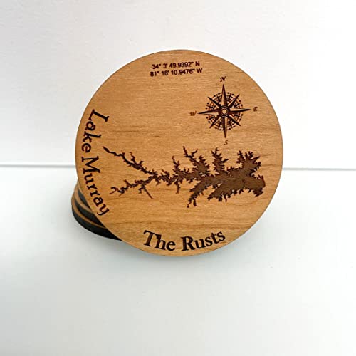 Amazon.com: Custom Lake Map Wood Circle Coasters - ANY LAKE! sets of 4 ...