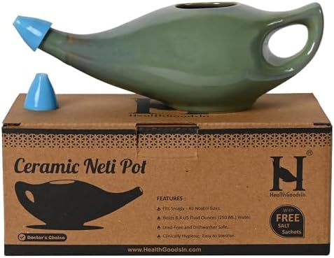 Amazon.com: NeilMed Classic Porcelain Neti Pot Green with 30 Premixed ...