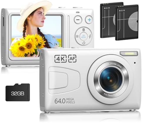 Amazon.com : 4K Digital Camera with 32GB Card 64MP, Digital Point and ...