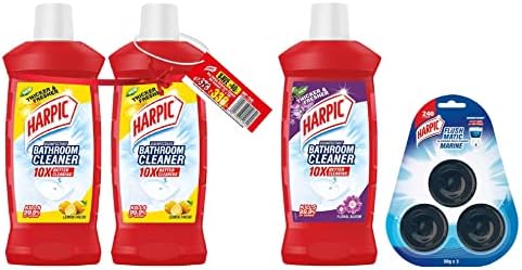Harpic Disinfectant Bathroom Cleaner Liquid, Lemon - 1L (Pack of 2 ...