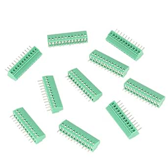 10pcs Terminal Block Chocolate Box Connectors 12 Pin 2.54mm Pitch Green ...