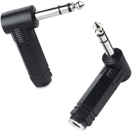 Cable Matters 2-Pack 1/4 Right Angle TRS Adapter - Right Angle 6.35mm ...