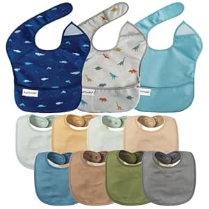 Amazon.com: Tiny Twinkle Mess-proof Easy Bibs 3 Pack and Baby Feeding BIbs 8 Pack Bundle : Baby