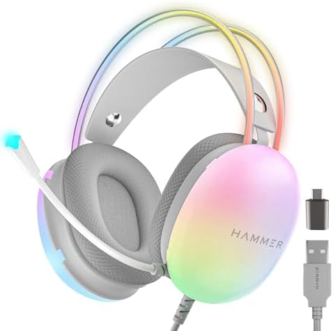 HAMMER Blaze Wired Over Ear Gaming Headphones with Mic, 50mm Drivers ...