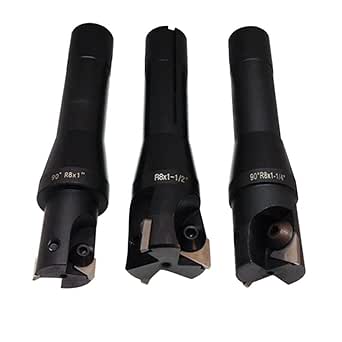 3 Pc. Set - R8 Shank Indexable End Mills TP Inserts, 1", 1-1/4", 1-1/2 ...