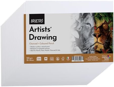 Brustro Artists Drawing Paper 160 GSM 10 X 14 CM Size, Pack of 100 ...
