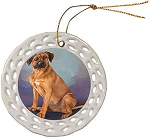 Amazon.com: Rhodesian Ridgeback Dog Christmas Doily Ceramic Ornament ...