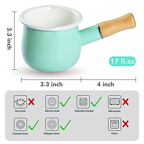 Snapklik.com : Enamel Milk Pan, Mini Butter Warmer 4 Inch 550ml Milk ...