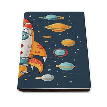 RLDOBOFE Rocket Clipart Space Ship Journal Notebook Spiral 6 Ring PU ...