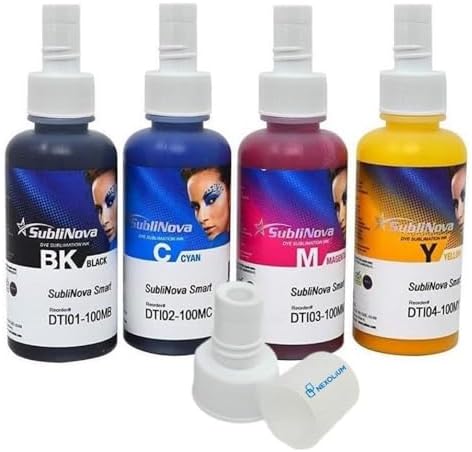 InkTec Sublinova Smart Sublimation Ink (CMYK) + Refill Caps for Eco ...
