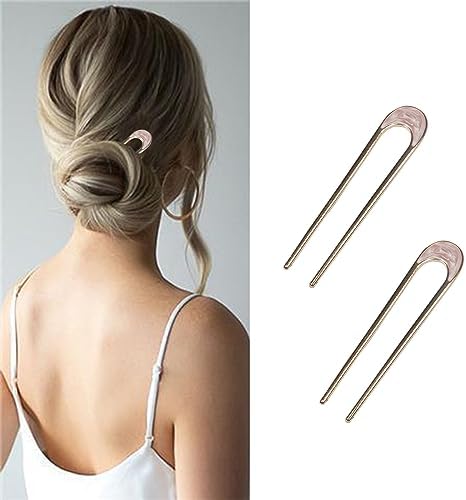 Amazon.com : LELEVTXP 2 Pcs Metal U Shape Hair Pin Women Retro Hair Pin ...