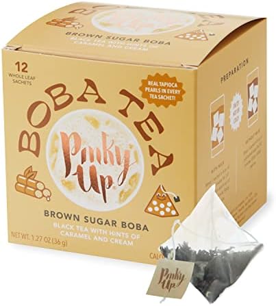 Amazon.com: Pinky Up Brown Sugar Boba Tea Sachets - Calorie Free Whole ...
