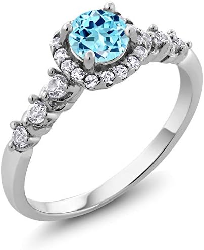 Gem Stone King Halo Engagement Ring For Women | 925 Sterling Silver ...