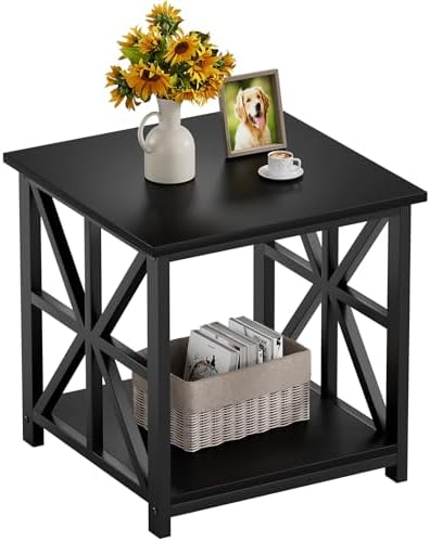 Amazon.com: GreenForest End Table with 2-Tier Storage Shelf, 24 inch ...