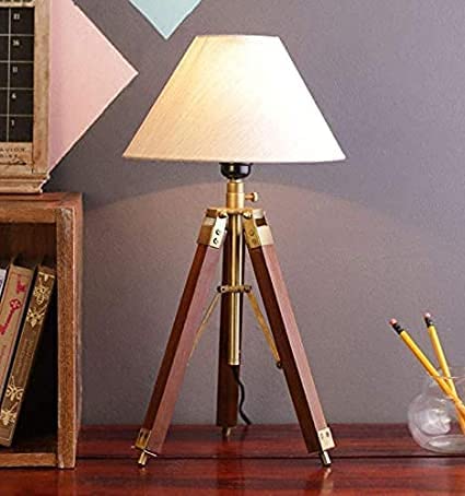 Natural Teak Wood Big Tripod Floor Lamp Stand Light | Lamp Stand Spot ...