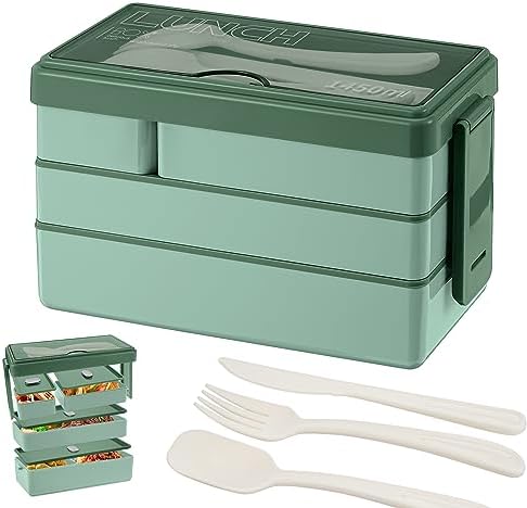 Yirochan 3 Layer 1450ml Bento Box for Adults, 4-in-1 Lunch Box with ...