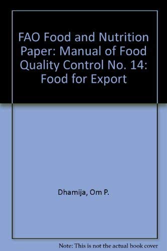 Buy Manual of Food Quality Control (No. 14) (FAO Food and Nutrition ...